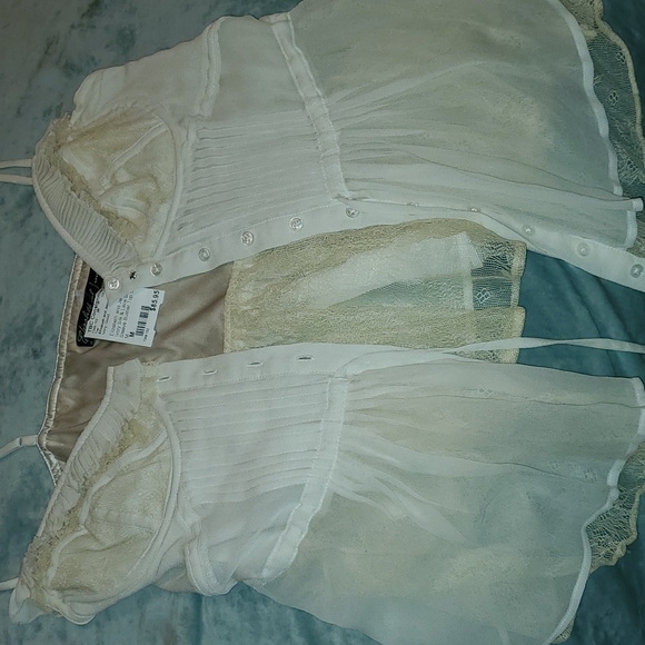Tops | Ivory Silk Lace Short Bustier Top | Poshmark